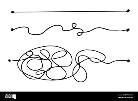 Line Mind Process Complicated And Easy Ways Difficult And Simple Process Doodle Style Isolated