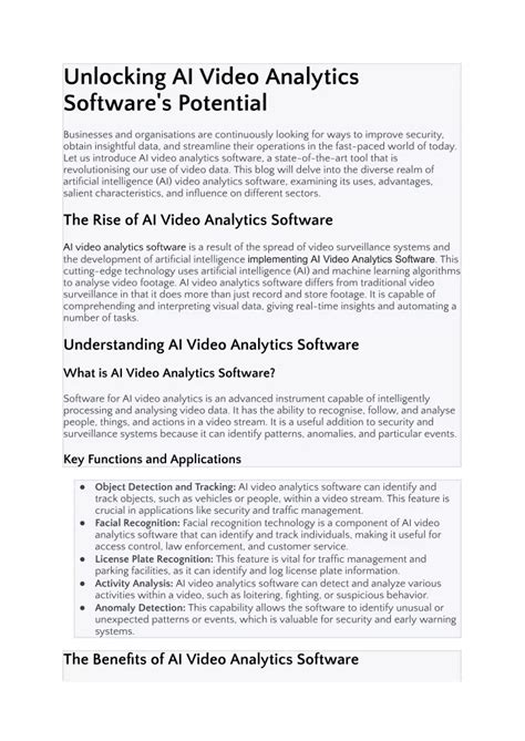 ppt unlocking ai video analytics software docx powerpoint