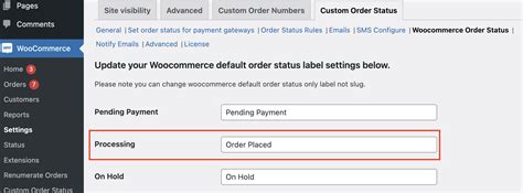 modify woocommerce order statuses to custom order statuses