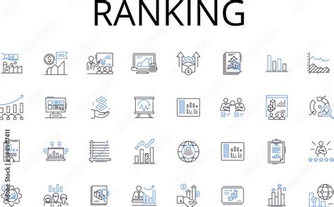 Ranking Line Icons Collection Evaluation Grading Scoring Rating Classifying Ordering