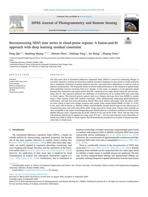 Pdf Reconstructing Ndvi Time Series In Cloud Prone Regions A Fusion