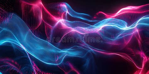 A High Tech Abstract Background Featuring Cascading Layers Of Radiant Neon Waves Dynamically