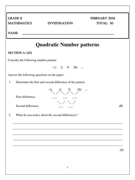 Grade 11 Investigation Number Patterns Pdf Mathematics Algebra