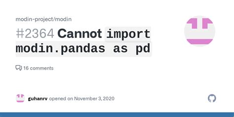 Cannot `import Modinpandas As Pd` · Issue 2364 · Modin Projectmodin · Github