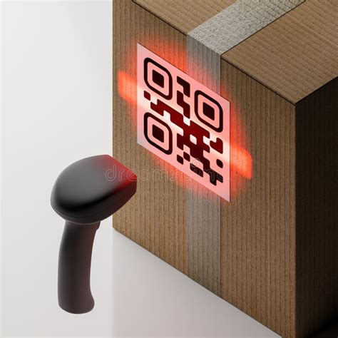 Scanning Qr Code From The Box With A Scanner Stock Illustration