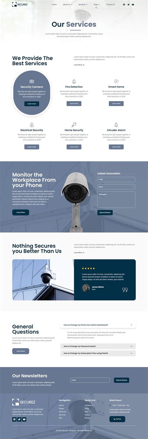 Securez Cctv And Security System Elementor Template Kit Design Template Place