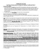 Guidelines For Writing Partition Coefficient Lab Report Course Hero