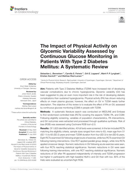 Pdf The Impact Of Physical Activity On Glycemic Variability Assessed By Continuous Glucose