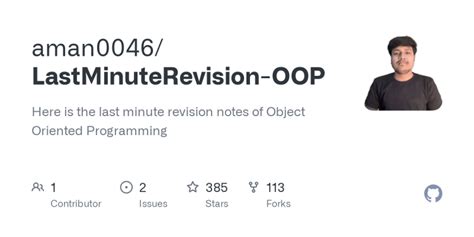 Aman Chowdhury 🇮🇳 On Linkedin Github Aman0046lastminuterevision Oop