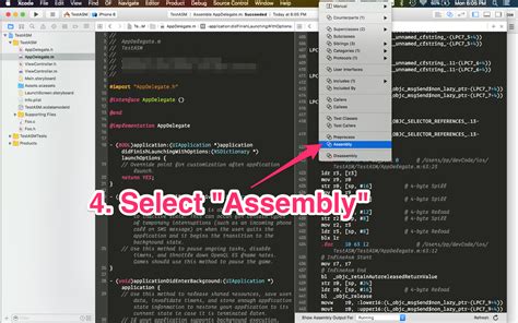 Assembly View Disassembly In Xcode 4 Or Xcode 5 Or Xcode 6 Stack
