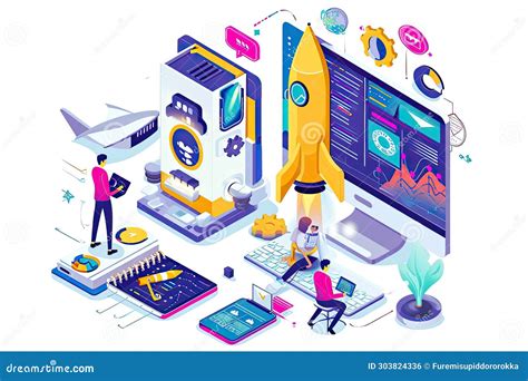 Launching New Product Or Service Technology Development Process Stock Illustration