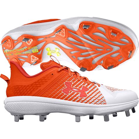 Under Armour Mens Yard Low Mt Metal Baseball Cleats Orangewhite