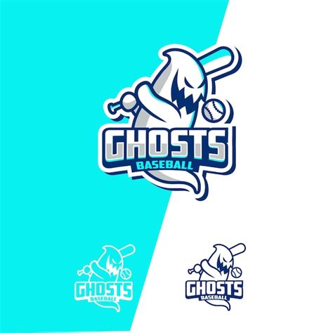 Ghost Baseball Logo Design Premium Vector