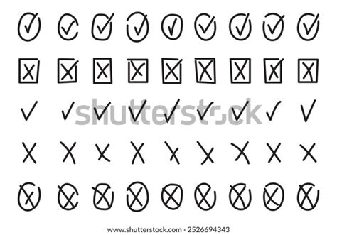 Check Marks Doodle Set Checkbox Checklist Stock Vector Royalty Free 2526694343 Shutterstock