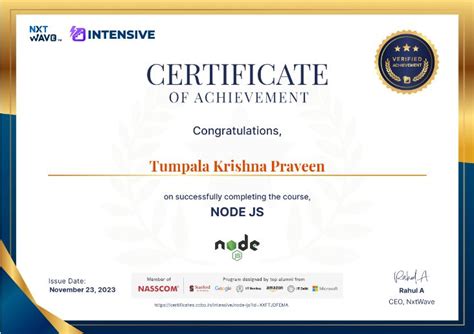 Krishna Praveen Tumpala On Linkedin Node Certificate Keytopics