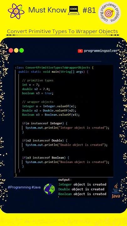 How To Code Java Display Convert Primitive Types To Wrapper Objects 💯