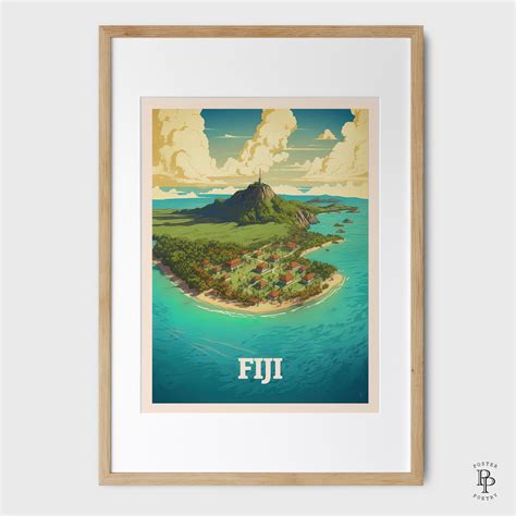 Fiji Island Travel Poster Coastal Illustration Art Print Etsy
