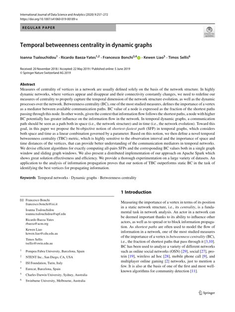 pdf temporal betweenness centrality in dynamic graphs