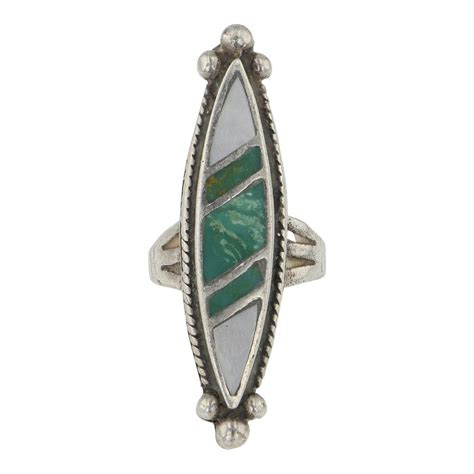 Lot Vintage Navajo Turquoise And Shell Inlay Ring