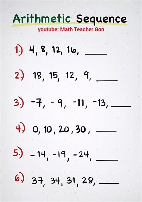 Number Pattern Arithmetic Sequence 💯 Number Pattern Arithmetic