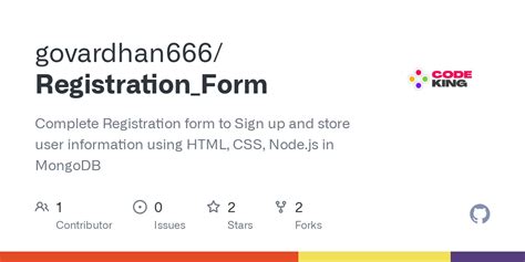 Github Govardhan Registration Form Complete Registration Form To Sign Up And Store User