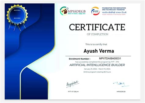 finished artificial intelligence builder program at fitt ayush verma posted on the topic