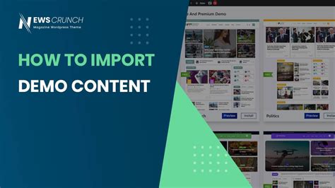 How To Import Demo Content In Newscrunch Theme Youtube