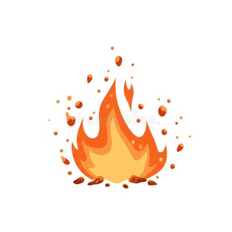 Isolated 2d Pixel Art Of A Vivid Fire With Orange And Yellow Flames On White Background Stock