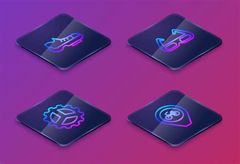 아이소메트릭 라인 자전거 신발 스프로킷 크랭크 스포츠 사이클링 선글라스 및 자전거가 있는 위치를 설정합니다 파란색 사각형