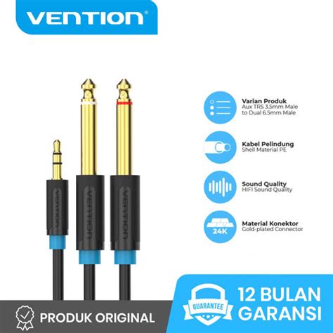 Jual Vention Kabel Aux Mm To Dual Mm Stereo To Dual Mono Bar Braided Meter