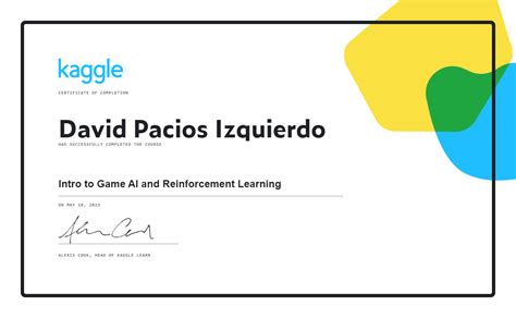 david pacios izquierdo completed the intro to game ai and reinforcement learning course on kaggle