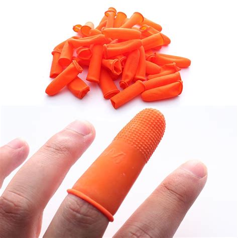 100pcs 재사용 가능한 손가락 손가락 커버 천연 고무 장갑 비 슬립 라텍스 손가락 침대 수호자 장갑 일회용 네일 도구 Aliexpress