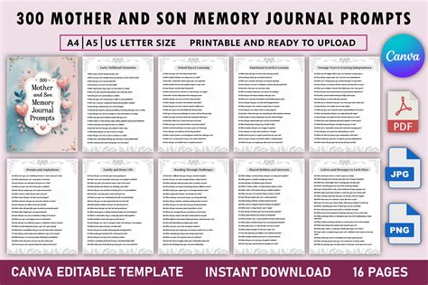 300 Mother And Son Memory Journal Prompt Graphic By Tabiya Studio