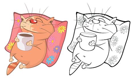 당신이 디자인 및 컴퓨터 게임을위한 귀여운 만화 캐릭터 고양이의 벡터 일러스트 레이션 색칠하기 책 윤곽선 세트 고양이 새끼에