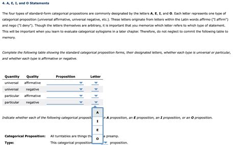 Solved The Four Types Of Standard Form Categorical