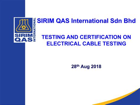 Sirim Testing And Certification On Electrical Cable Testing Pdf