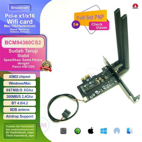 Jual Broadcom BCM CS Wifi Card Hackintosh Macos Windows Shopee Indonesia