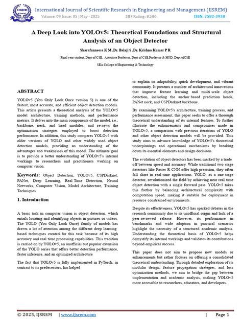 A Deep Look Into Yolov5 Theoretical Foundations And Structural Analysis