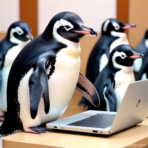 Penguin Using Linux Laptop In Japan Stable Diffusion Online Penguin Using Linux Laptop In Japan Stable Diffusion Online