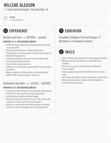 Erp Business Analyst Resume Samples Velvet Jobs