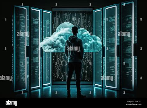Linking Computer To Cloud With Server Connection Online Cloud Storage