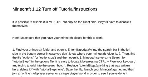 Minecraft Turn Off Tutorialinstructionspxukv Pdf Pdf DocDroid