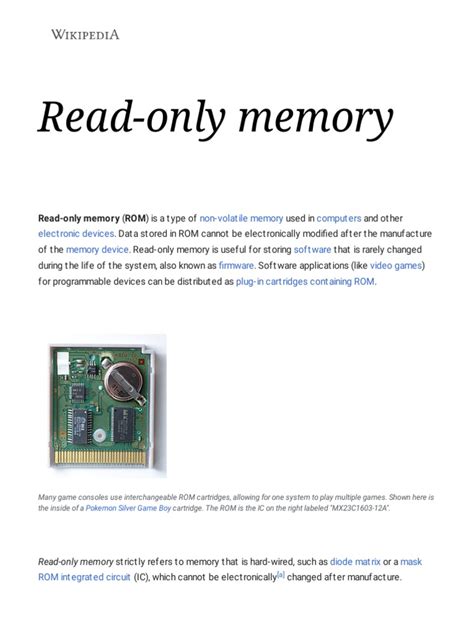 Read Only Memory Wikipedia Pdf Read Only Memory Computer Memory