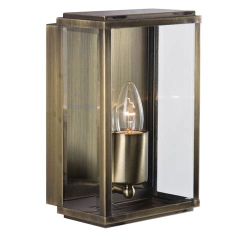 Searchlight 8204ab Box Outdoor Wall And Porch Light Antique Brass Metal