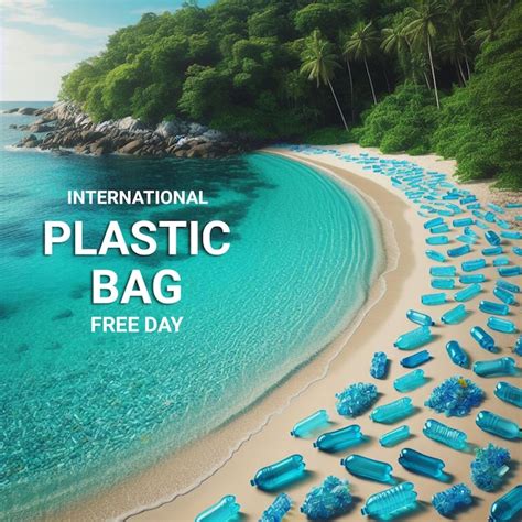 Protecting Our Oceans International Plastic Bag Free Day Social Media Banner Premium Ai