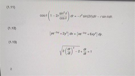 Solved 1 11 cosθ 12rcosθsin2θ dr r2sin 2θ dθrsinθdθ Chegg com