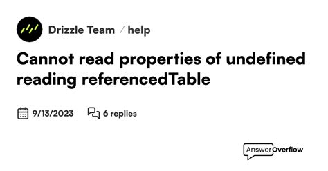 Cannot Read Properties Of Undefined Reading Referencedtable Drizzle Team