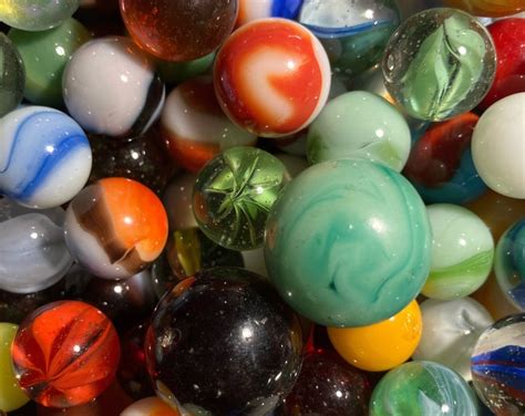 100 Vintage Glass Marbles Lot Unsorted Agate Marbles Swirl Marbles