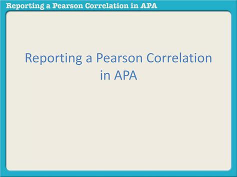 Reporting Pearson Correlation In Apa PPTX