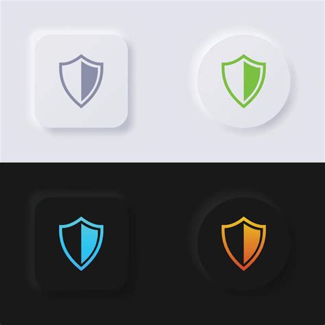 Shield Icon Set Multicolor Neumorphism Button Soft Ui Design For Web Design Application Ui And